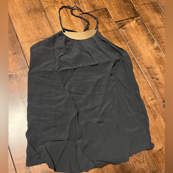 Arden B | Tops | Arden B Black Top Ties Around Neck With A Gold Plate ...